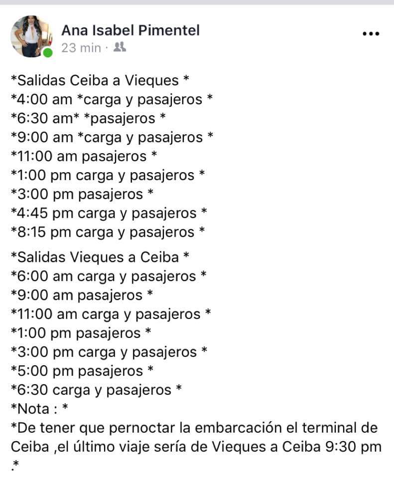 New Ferry Schedule from Ceiba to Vieques - Casa de Kathy